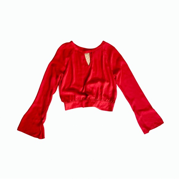 Express | Tops | Womens Express Red Keyhole Neck Bell Long Sleeve ...